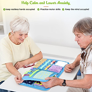 SOFWO Fidget Blanket for Adults with Dementia,Alzheimers Dementia Activities Products for Elderly and Seniors,Gift Game and Toy for Alzheimer’s or Dementia Busy Blanket.(11.4 x 20.3 in)