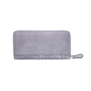 Drew Lennox "Go Womens Zip around Purse and Wallet — Luxury Buttery Soft Real Leather — Silver Gray