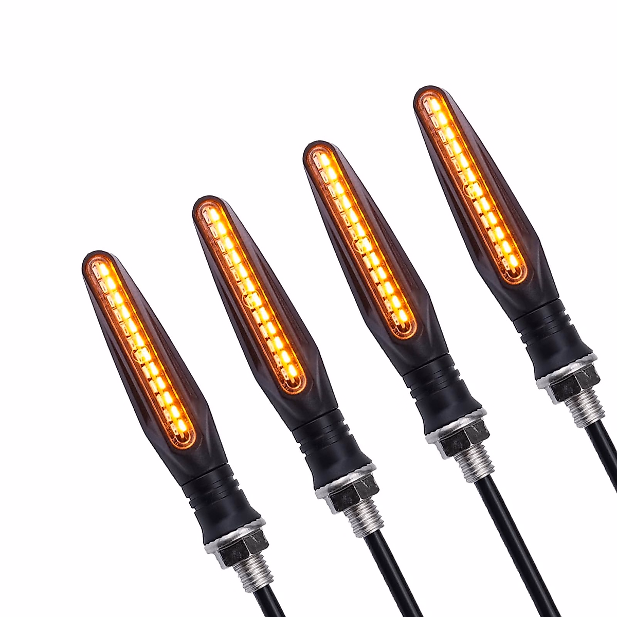 ZKFAR Pack-4 Motorcycle Indicators, Flowing Turn Signal Brake Lights, Daytime Running Lights, 12V Turn Signals, for Dirt Bike Motorbike (Yellow)