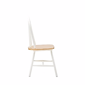 Boraam Farmhouse Chair,Leather, White/Natural, Set of 2