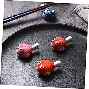 HEMOTON 6pcs Puffer Fish Chopstick Rest Ceramic Spoon Decorative Chopstick Rest Paint Brush Holder Household Decor Chopsticks Stand Pillow Decor Japanese Decor Modeling Ceramics