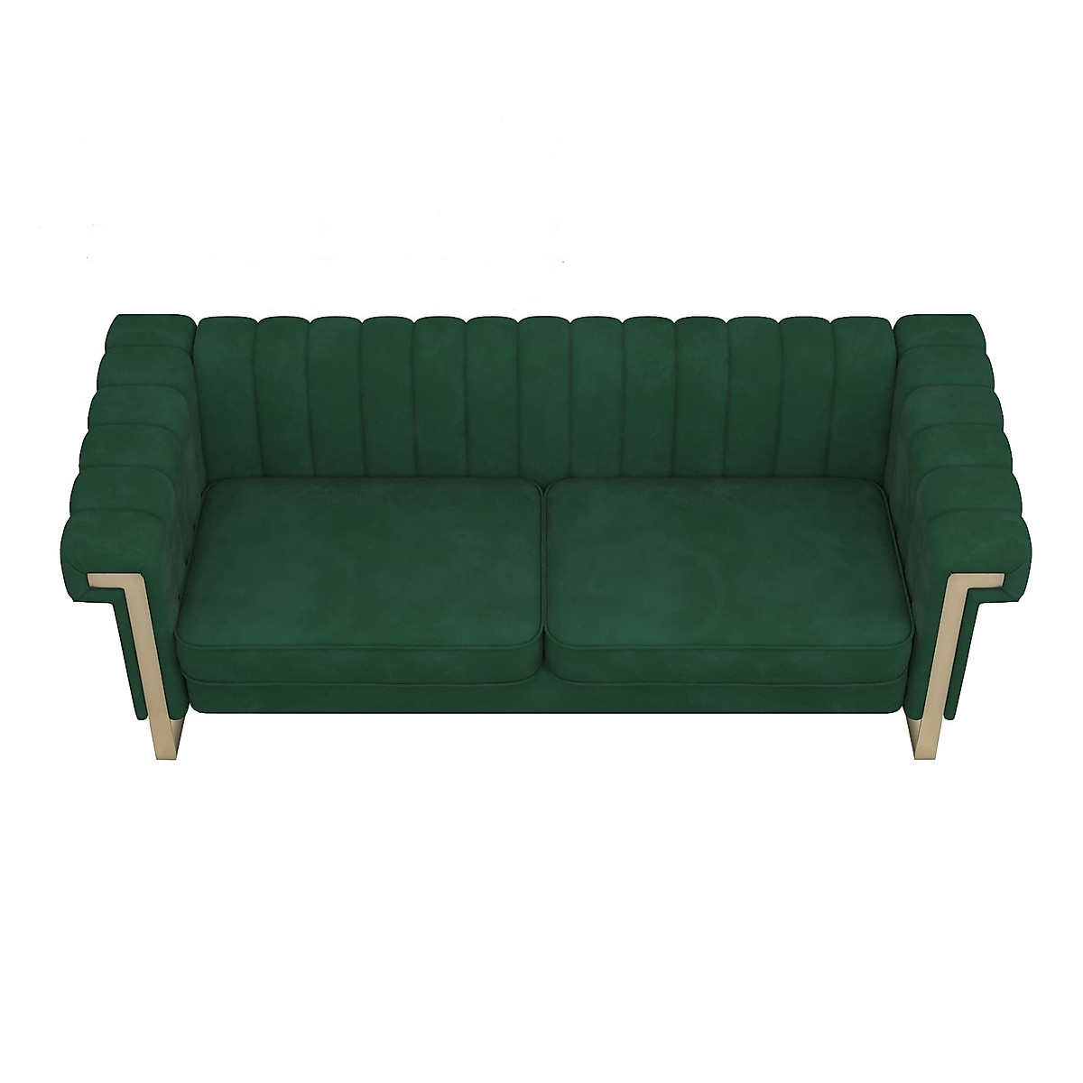 MGH Modern Velvet Sofa,Channel Tufted Velvet Sofa Couch with Stainless Steel Base and Comfortable Cushion,83.86“ Lx 30.71“ Wx 30.51“ H (Green)