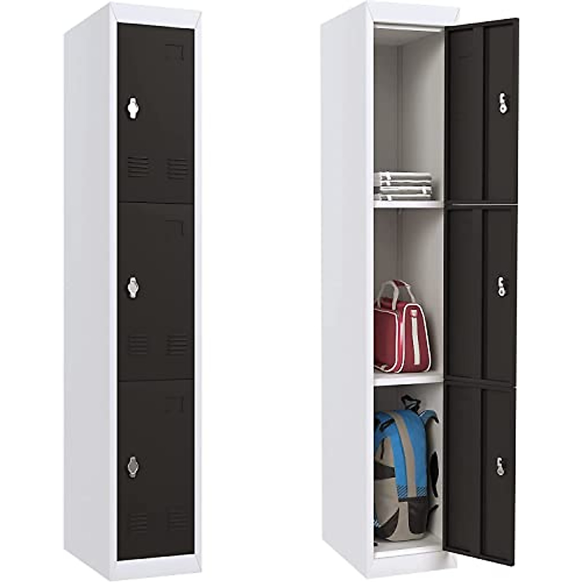 SUPEER Metal Lockers with 3 Doors,72" H Tall Steel Storage Lockers for Employees,Locker Storage Cabinets for School, Gym, Home, Office