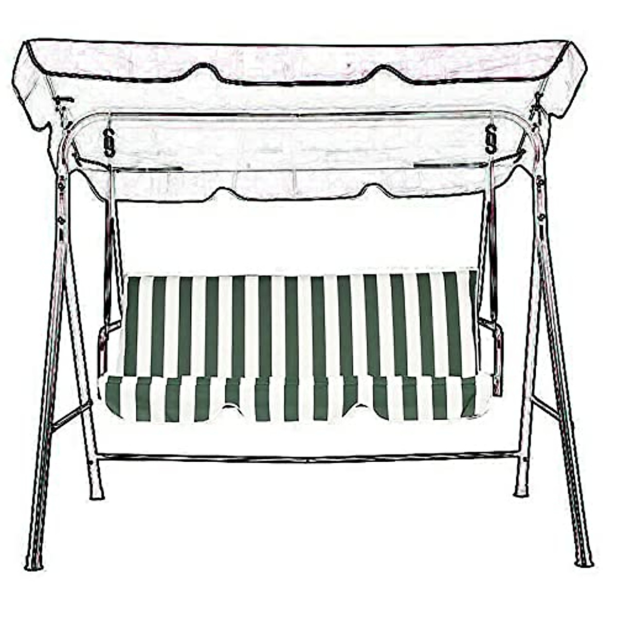 MSRRY Patio Swing Canopy Replacement Top Cover, Replacement Cover for Swing Canopy,Swing Hammock Garden Seater Sun Shade，Green(Size:Chair Cover 150 * 150 * 10cm)