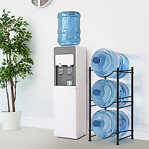 smusei 5 Gallon Water Bottle Jug Holder 3 Tier Heavy Duty Cooler Jug Storage Rack Detachable Bottle Organizer Shelf for Home Kitchen Office Space Save, Black