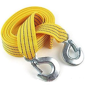Heavy Duty Tow Strap with Safety Hooks, Double-Layer Trailer Rope 2” x 13’ | 11000 LB Capacity Trailer Belt, for Vehicle Recovery, Hauling, Stump Removal & Much More,Tow Rope Yellow Shackle