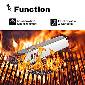 Clivimi 15” Stainless Steel Grill Heat Plates Tent Shield, Grill Burner Cover BBQ Gas Grill Replacement Parts Kit for Dyna-Glo DGF510SBP, Backyard BY13-101-001-13, BY14-101-001-02, Uniflame GBC1059WB