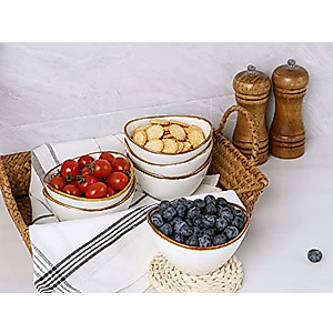 ONEMORE Ceramic Bowls, 8 oz Ice Cream Bowls Oval Salad Bowl Set of 6 Small Serving Bowls for Charcuterie Board, Dessert, Dips, Cereal, Side Dishes - Microwave, Dishwasher and Oven Safe - Creamy White