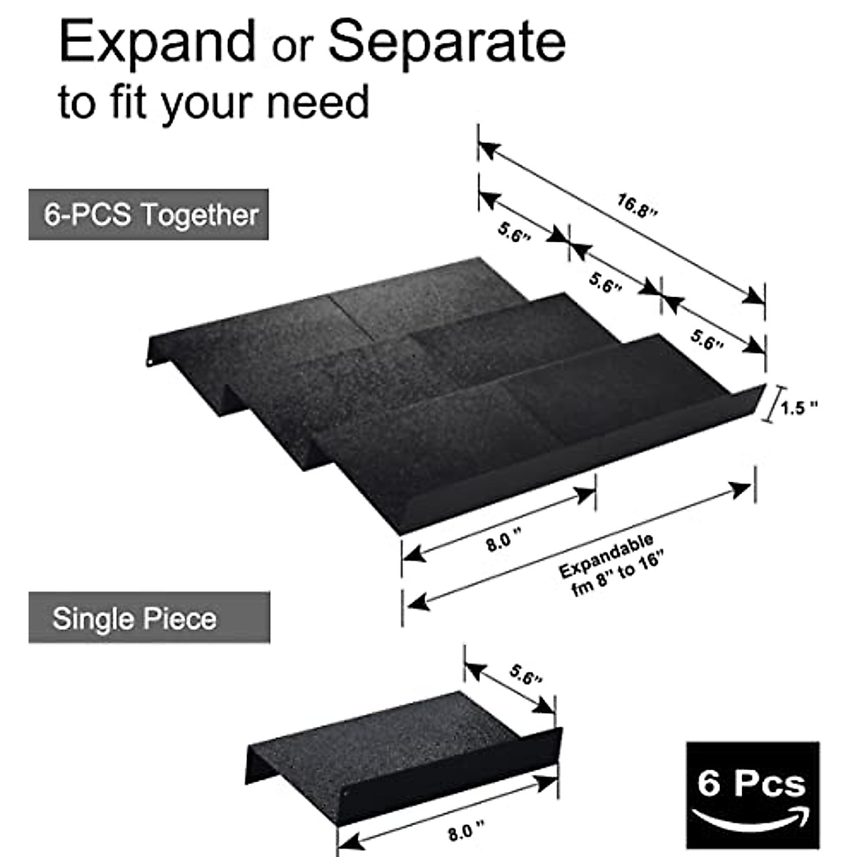 Artibear Expandable Spice Rack Drawer Organizer for 8" to 16" Kitchen Cabinets Drawer Tray, Set of 6