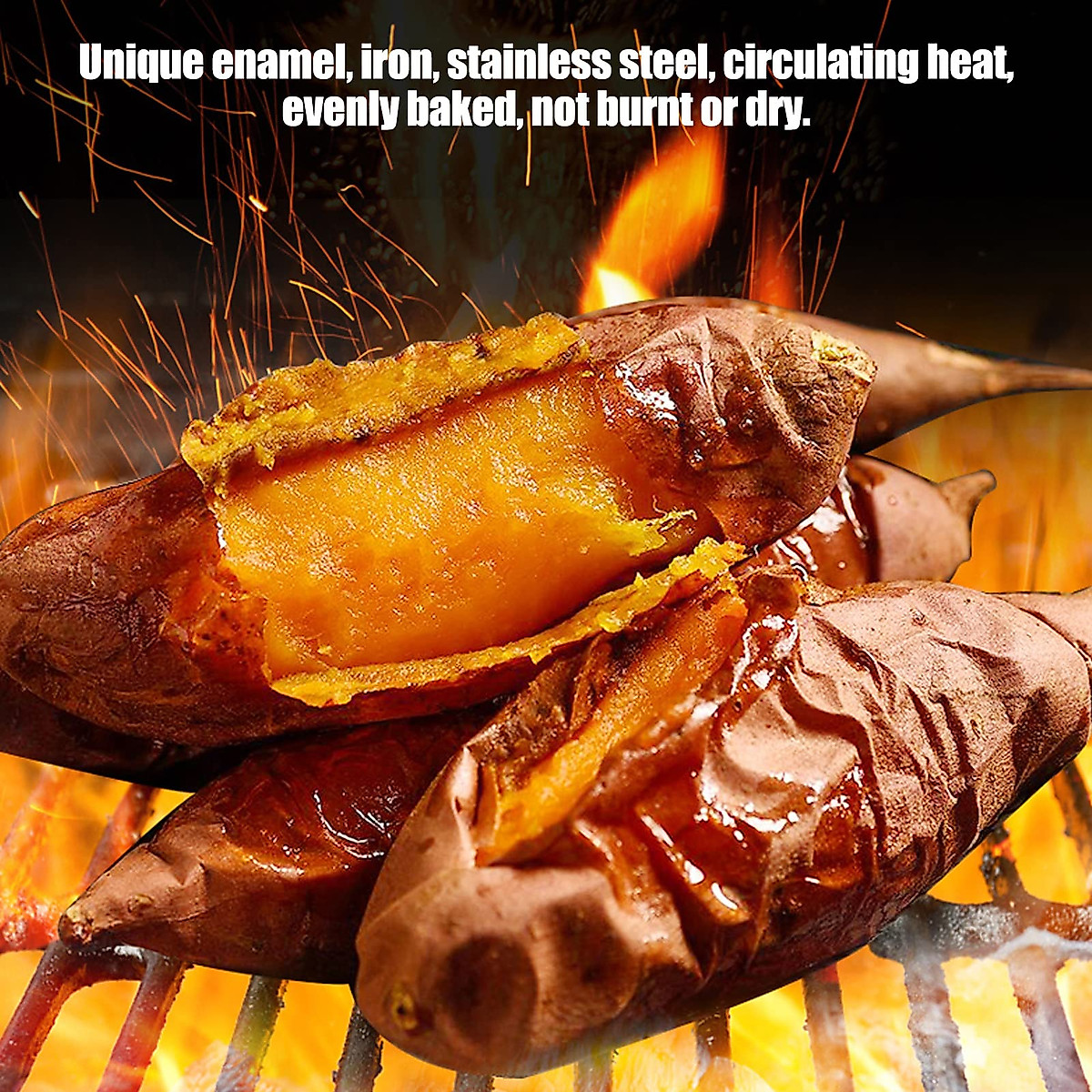 Roasting Pan with Lid, Household Non Stick BBQ Pot Roast Pan With Lid, Covered Round Roaster, Black Speckled Finish Enamel Roaster Pot for Turkey Chicken Meat & Vegetables(26cm/10.2in-Iron Cover)