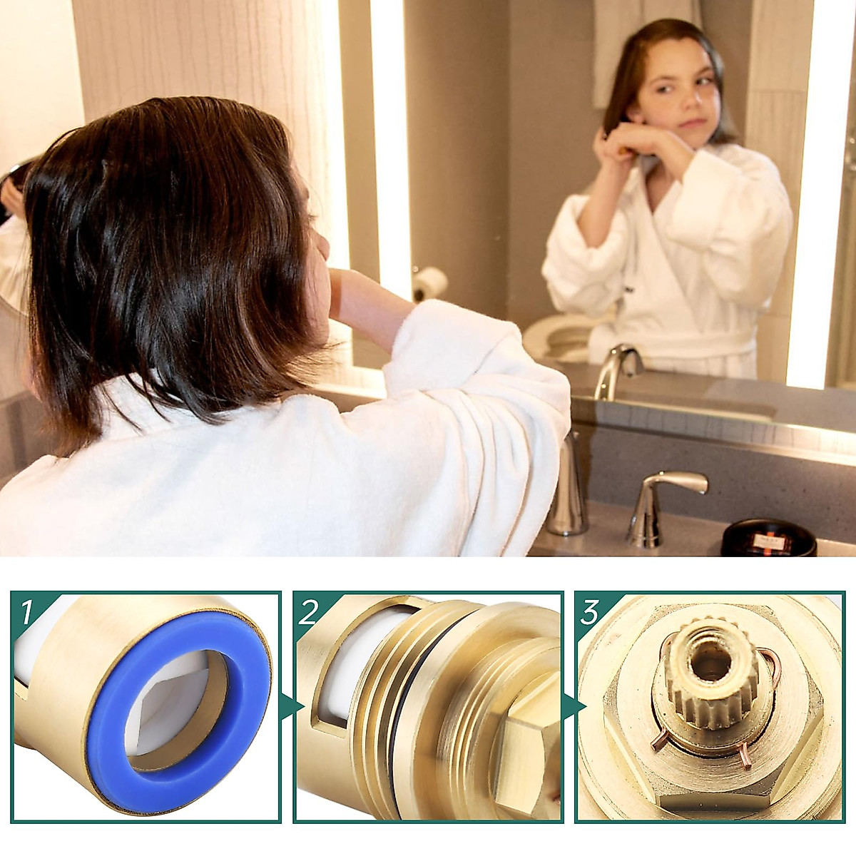 Faucet Cartridge Replacement for Kohler 1000187 1000188, Used in Deck Faucets with 3/4 inch Valves, 2 Pack Ceramic Valve Faucet Replacement Parts (2 Pack 1000187+1000188)