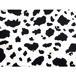 AMORNPHAN 44 Inch Black and White Cow ฺBull Ox Pattern Printed 100% Cotton Fabric Craft Cloth Kid Patchwork Handmade Sewing Crafting for 1 Yard