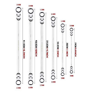BULLTOOLS 6-Piece Flex-Head Extra Long Ratcheting Wrenches Double Box End Chrome Vanadium Steel 72-Tooth Wrench Set with Metric 8mm - 19mm