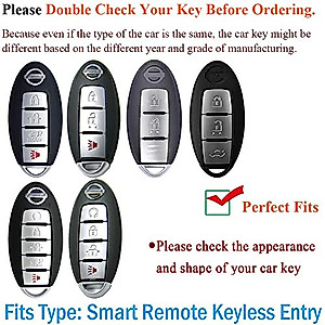 SANRILY 1Pcs 2/3/4/5 Buttons Metal Key Fob Cover Case for Nissan Altima Murano Rogue Keyless Remote Keychain Holder Key Protector for Infiniti QX60 Q60 QX80 Q50(Blue)