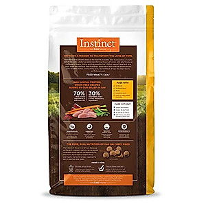 Instinct Dog Food, Grain Free Dog Food Dry, High Protein, Raw Coated Dog Food, Dog Kibble, Original Real Chicken, 4 lb. Bag
