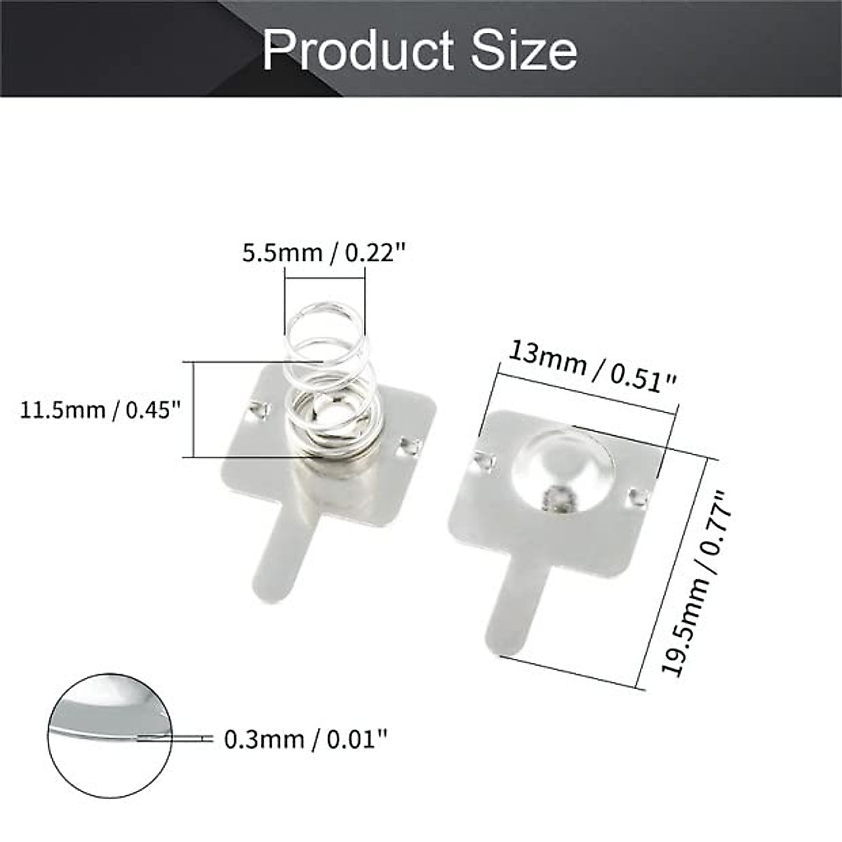 Fielect 20Pairs AA Battery Spring Plate AA Battery Positive Negative Conversion Spring Contact Nickeling Plate 13.0mmx11.5mm