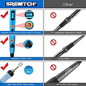 Electronics Soldering Iron Kit - 80W Digital LCD Solder Gun with ON/OFF Switch Adjustable Temperature Controlled and Fast Heating Thermostatic Design Welding Tools for DIY Welding Circuit Board (80W)