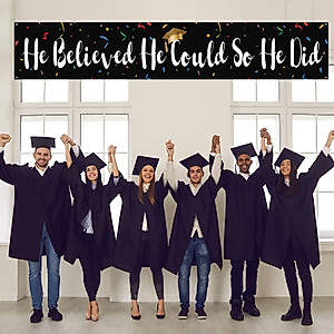 Labakita Lager He Believed He Could So He Did Banner, Black Graduation Decorations 2023, High School College Graduation Party Decorations for Men / Boys, Congrats Grad Banner Indoor / Outdoor Sign