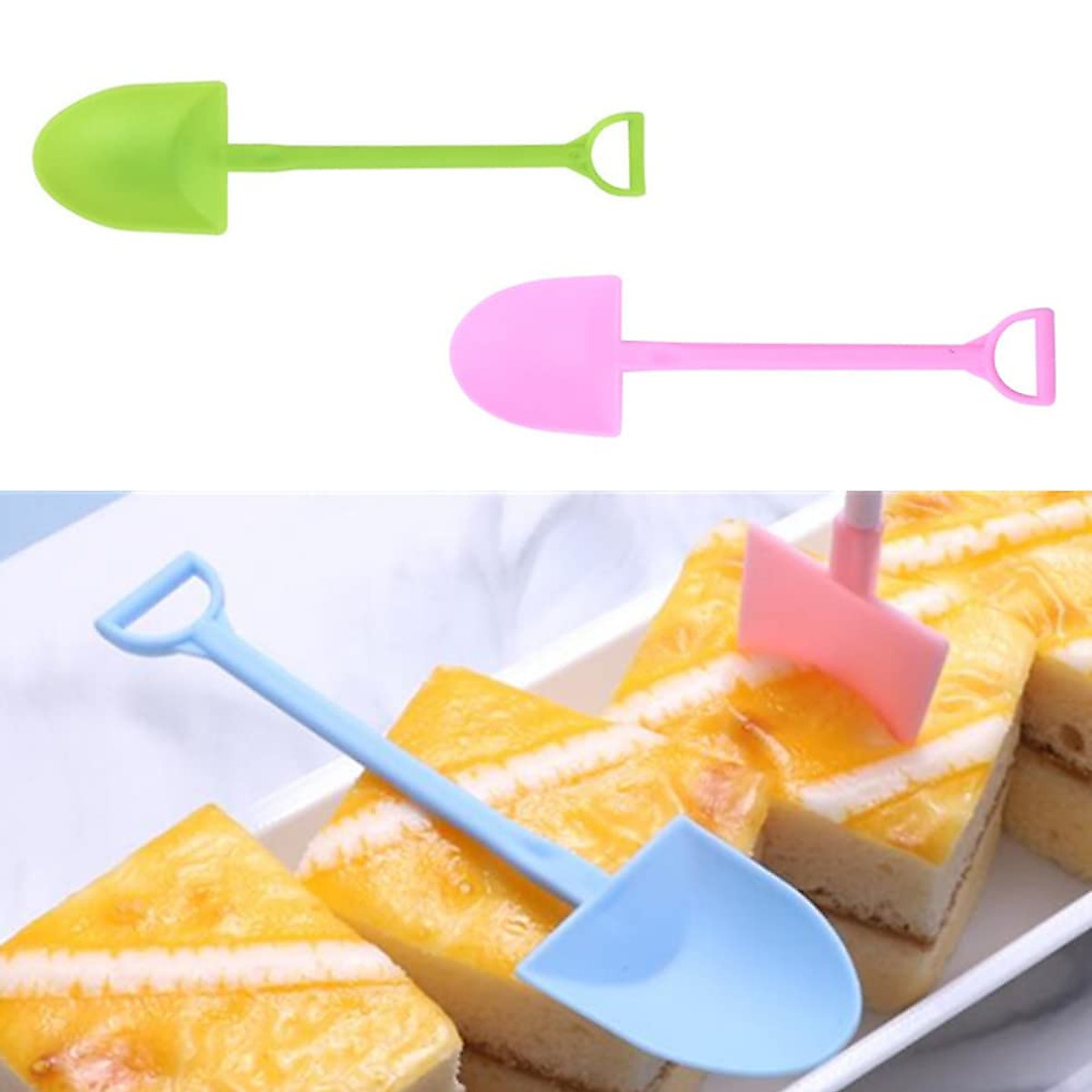 100 PCS Disposable Mini Shovel Shape Spoons, Colorful Plastic Ice Cream Shovel Spoon for Dessert Pudding Yogurt Sugar (4.8 Inch, 5 Color)