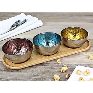 Pampa Bay Let's Entertain Set of 3 Colored Glass Bowls & Tray