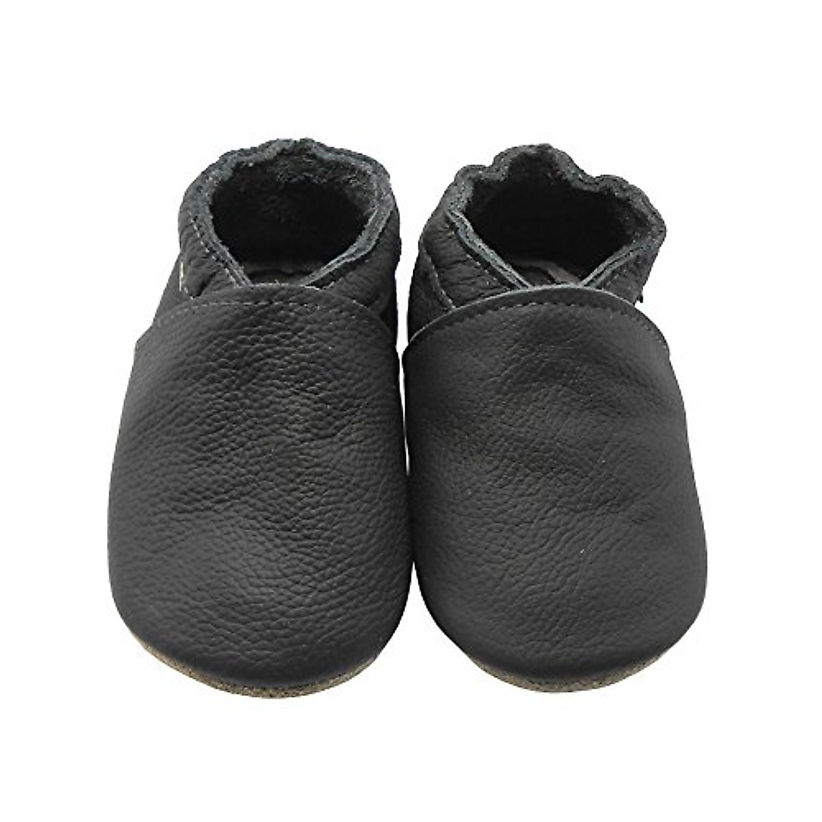 SAYOYO Baby Soft Sole Prewalkers Skid-Resistant Baby Toddler Shoes Cowhide Shoes (0-6 Months, Dark Grey)