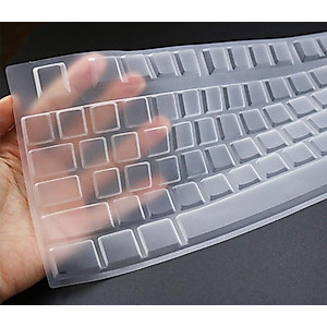 Ultra Thin Desktop PC Silicone Clear Keyboard Cover Skin Protector Compatible with Logitech K120 MK120 Keyboard (NOT Compatible for Other Desktop Keyboards) - Transparent