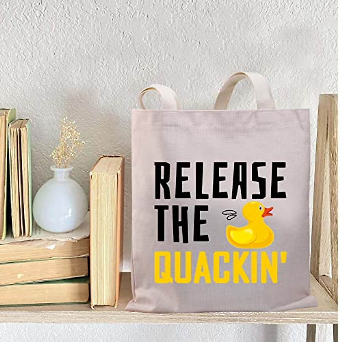 BDPWSS Rubber Duck Tote Bag Duck Lover Gift Release The Quacking Yellow Ducks Handbag For Duck Owner Duck Mom Gift (Release quacking TG)