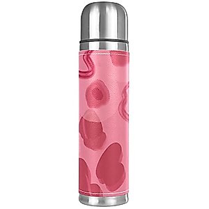Stainless Steel Leather Vacuum Insulated Mug Bubble Thermos Water Bottle for Hot and Cold Drinks Kids Adults 16 Oz