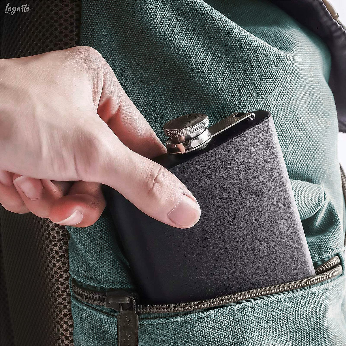 Matte Black Flasks for Liquor Stainless Steel - 8oz Flasks for Liquor Flasks for Women Vodka Alcohol Liquor Flasks for Men Drinking Flasks - Leak Proof Drinking Funnel Flask for Men Whiskey Flask