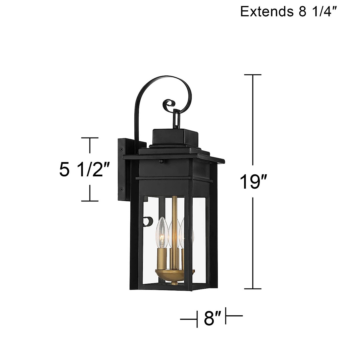 Franklin Iron Works Bransford Rustic Farmhouse Outdoor Wall Light Fixture Black 3-Light 19" Clear Glass Shade for Exterior Barn Deck House Porch Yard Patio Outside Garage Front Door Garden Home