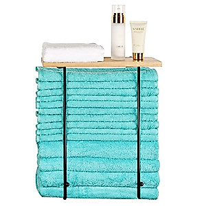Towel Racks for Bathroom Wall Mounted,HappyHapi Metal Bath Towel Holder Drilling Rustproof Towel Storage Shelf for Large Towel, Washcloths, Hand Towels, Beach Shower Towel(Black)
