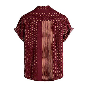 VATPAVE Mens Summer Tropical Shirts Short Sleeve Button Down Aloha Hawaiian Shirts Small WineRed