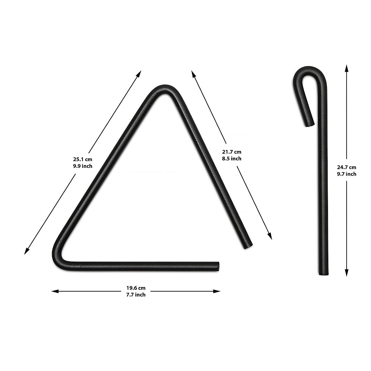 WillourGarbry Triangle Dinner Bell with Striker - Leather Strap, Black, Iron - Complete with Pan- and Grill Scrapers