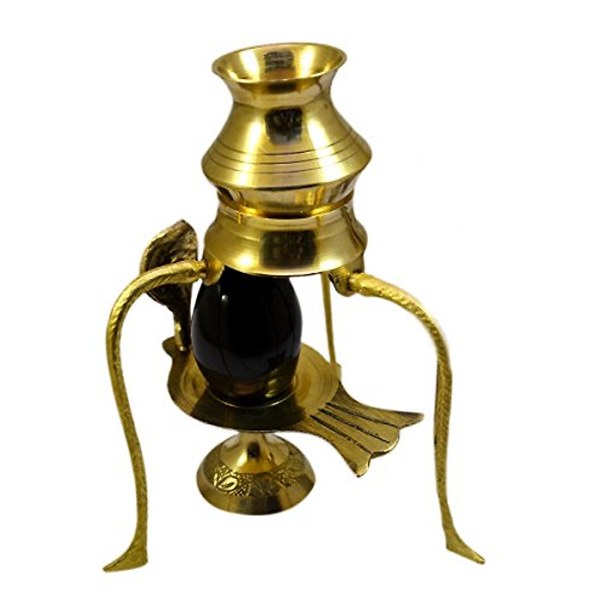 Amazing India Shaligram Shiva Ling Lingam Shivling Statue Hindu Pooja Brass Stand