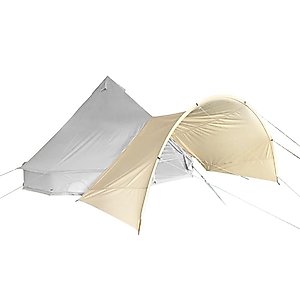 UNISTRENGH Bell Tent Awning Canopy Outdoor Tent Sunshade Tarp for Camping Hiking Beach Travel Party Beige 3M/4M/5M/6M Tent Accessory (Round Awning for 4M/5M/6M)