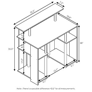 Furinno JAYA Simple Design Computer Writing Desk, French Oak Grey/Black