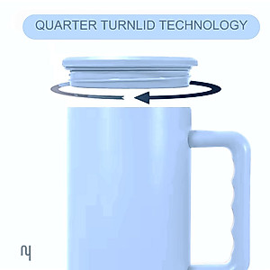 CeylonManel 40oz Stainless Steel Double Wall Vacuum Insulated Sublimation Tumbler with Handle, Straw, Lid Travel Cups in Matte Finish (Sky Blue), Large