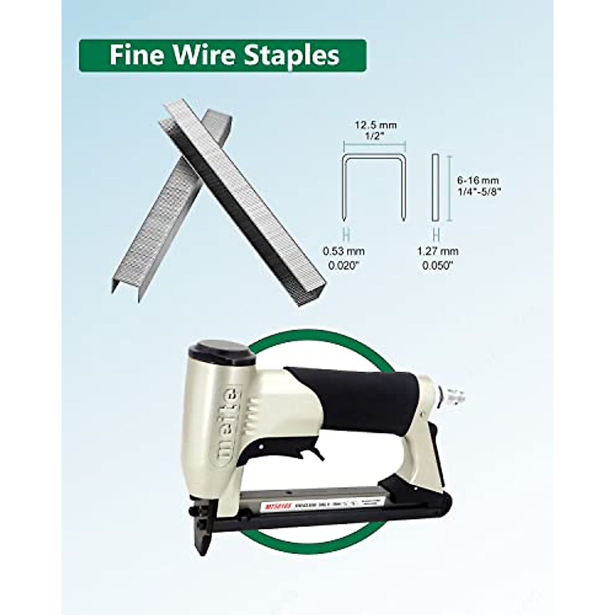 meite 20 Gauge 1/2-Inch (12.5mm) Crown 3/8-Inch Length Upholstery Staples for Staple Gun, Fine Wire Galvanized Staples for Carpet, Work Box, Cable, Shed (5,000 Pieces)