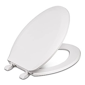 Centoco Elongated Toilet Seat Plastic, Oblong, Oval, Toilet Lid, Standard Residential Use, Economy, Made in the USA, 1600-001, White