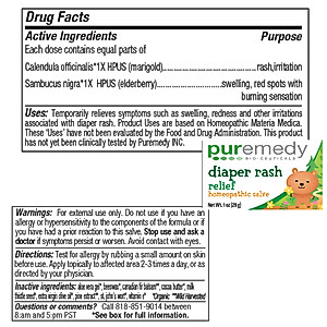 Puremedy Baby Diaper Rash Healing Ointment, All Natural Vegan Homeopathic Balm Soothes and Relieves Symptoms of Dry Itchy Flaky Red Skin - 2 oz (Pack of 1)