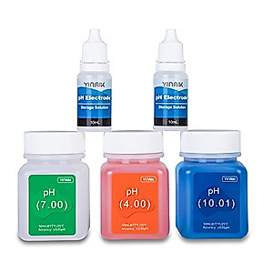 YINMIK Brix Refractometer & Pool pH Chlorine Salt ORP Meter with pH Calibration Solution
