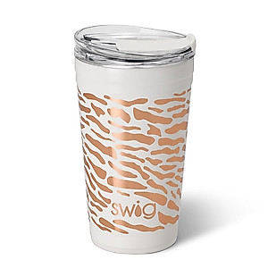Swig Life 24oz Party Cup, Stackable Insulated Travel Coffee Tumbler with EZ Slider Lid, Cup Holder Friendly Travel Thermos, Stainless Steel 24 oz Tumbler, Reusable Coffee Mug (Glamazon Rose)