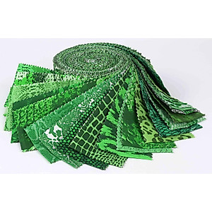 Soimoi 40Pcs Tie Dye Print Cotton Precut Fabrics for Quilting Craft Strips 2.5x42inches Jelly Roll - Green