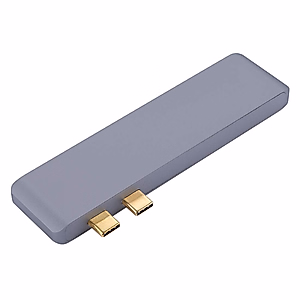 Jiali USB-C Hub Converter 6 in 1 Multi-Function Aluminium Alloy 5Gbps Transfer Rate Dual USB-C/Type-C HUB Adapter with 2 USB 3.0 Ports & 2 USB-C/Type-C Ports & SD Card Slot & TF Card Slot for Macb