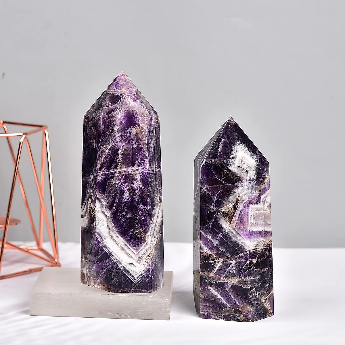MOGEMT Large Dream Amethyst Healing Crystal Wand Point Obelisk Tower 6 Faceted Reiki Chakra Meditation Therapy 1.5-2.0 LBS