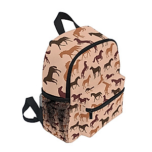 OREZI Cute Kids Backpack, Horse Seamless Pattern Toddler Schoolbag Preschool Bag Travel Bacpack for Little Boy Girl