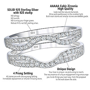 SHELOVES Womens 925 Sterling Silver Engagement Ring Enhancer Round White AAAAA CZ Infinity Wrap Guard Rings Sz 7