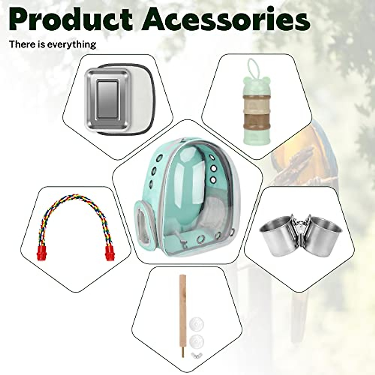 Rypet Bird Carrier Backpack Parrot Portable Breathable Bag Pet Bird Lightweight Travel Cage with Standing Perch and Stainless Steel Tray