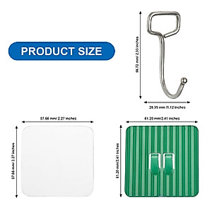 10 Pcs Large Adhesive Hooks Adhesive Curtain Rods for Hanging Heavy Duty 40 lb(Max) Large Wall Hooks Acrylic Hooks Coat and Towel Hooks for Bathroom Kitchen Office,Green