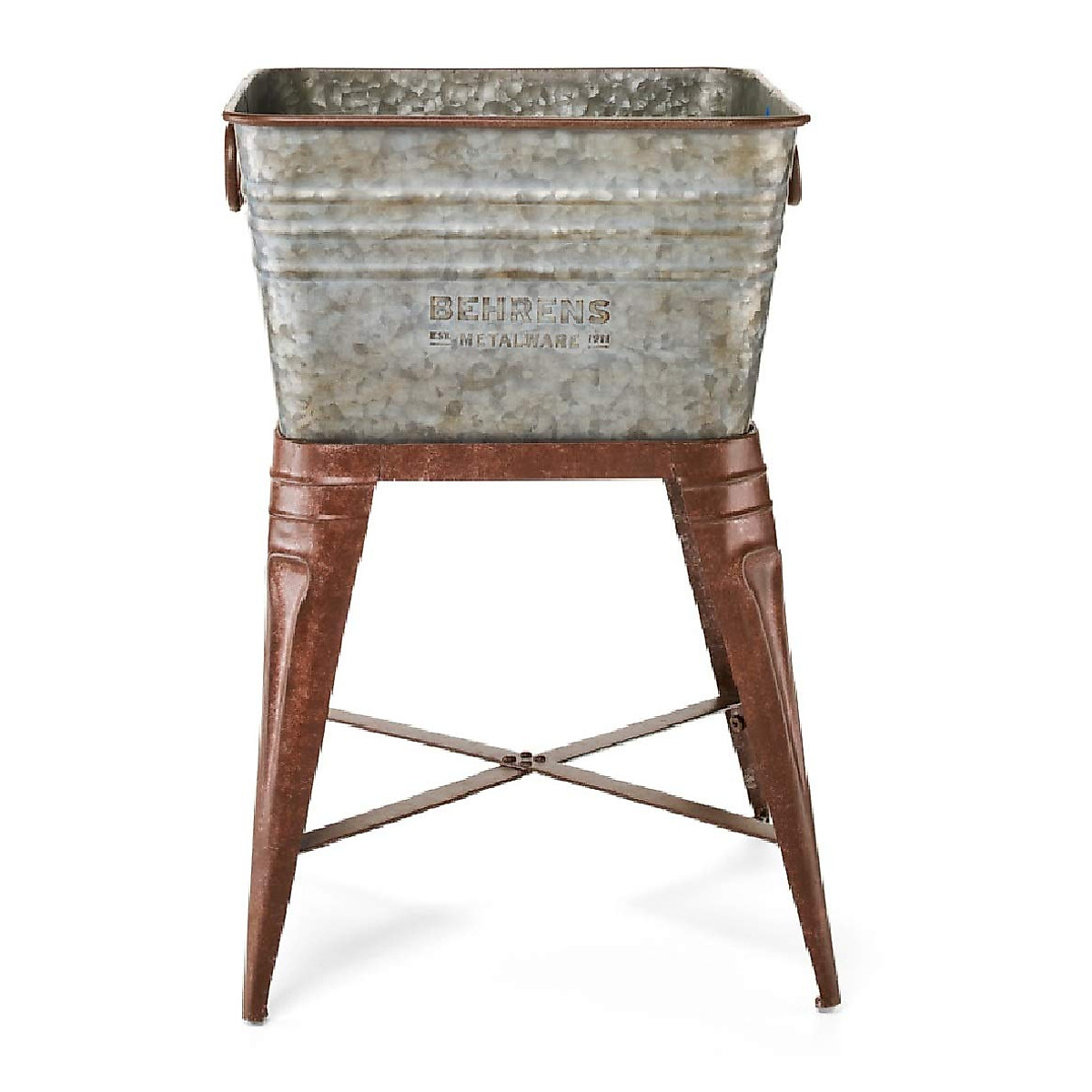 Behrens M19ST1 Embossed Aged Galvanized Square Tub with Stand